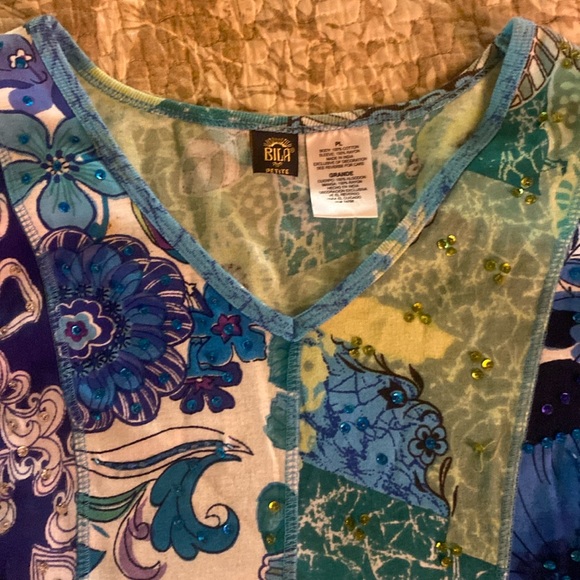 Bila | Tops | Cotton Blouse With Sequin And Beading On Torso And Bell ...